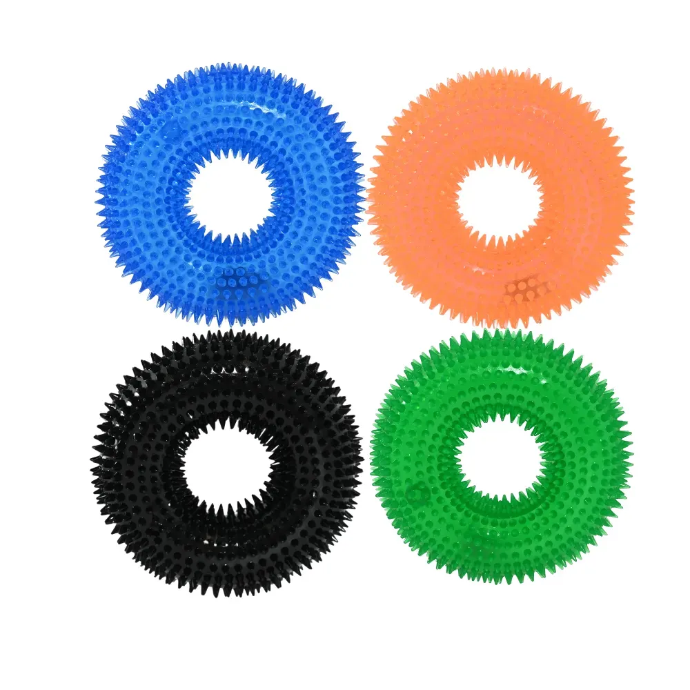 Durable Bite-Resistant Sound-Squeaking Spiked Ring TPR Dog Chew Toy ...