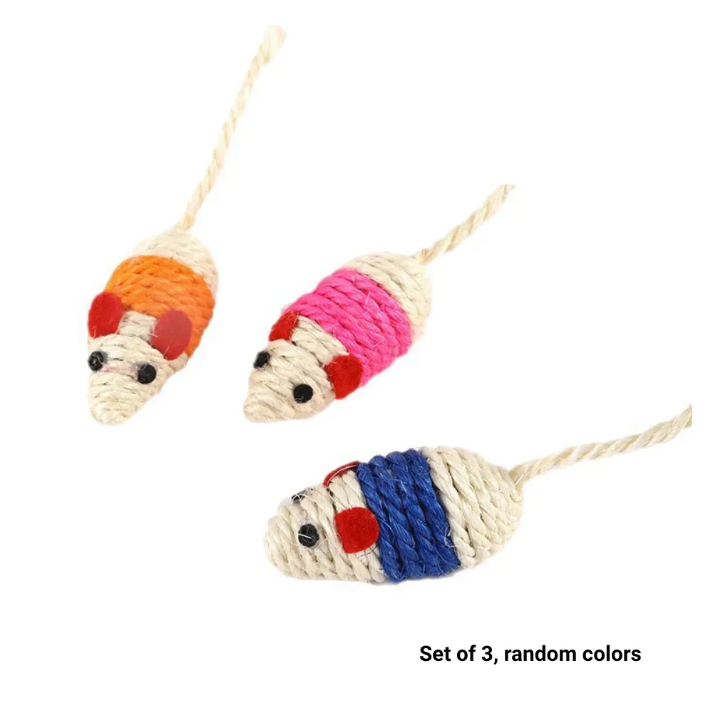 3 Pcs Sisal Rope Mouse Cat Toy for Chewing Batting and Daily Enrichment ...