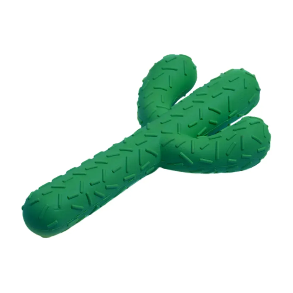 Cactus Rubber Dog Chew Toy with Teeth-Cleaning Textures for Multi-Size ...